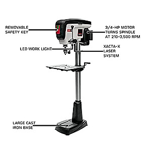 JET 17-Inch Floor Drill Press, 3/4 HP, 1Ph 115V (JDP-17)