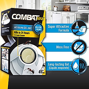 Combat Max Ant Killing Gel Bait Station, Indoor and Outdoor Use, 4 Count