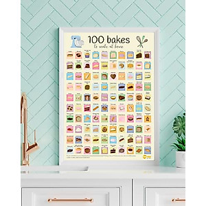 100 Bakes Scratch Off Poster | Baking Bucket List | Recipe Links Included | A3