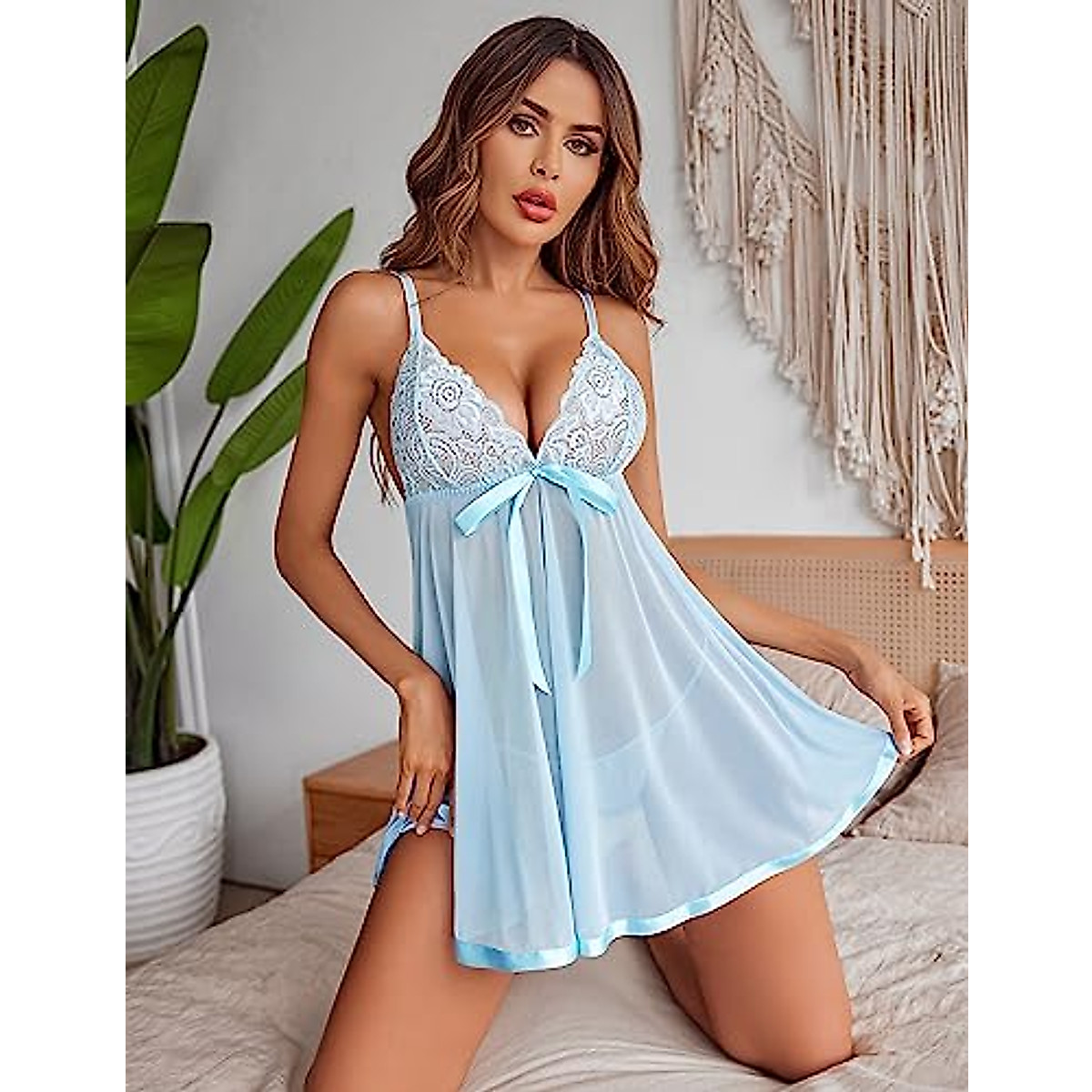 Avidlove Sexy Lingerie for Women Babydoll Lingerie Sleepwear Strap Chemise Nightwear