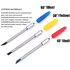 EVISWIY CB09 Blades for Silhouette Cameo 4/4 Plus/4 Pro/3/2/1/Portrait/Curio/with Graphtec Holder Housing 15PCS (30/45/60 Degree) Cutting Blades for Cameo Replacement Accessories Buddle