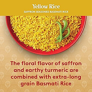Royal Yellow Saffron Basmati Rice - Ready to Heat Basmati Rice - (4 Pack) 8.5 oz Microwaveable Pouch