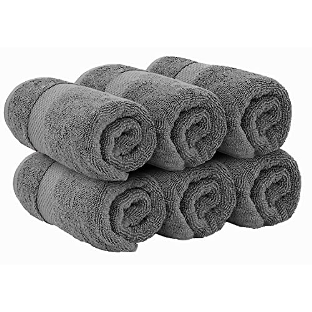 White Classic Luxury Hand Towels for Bathroom-Hotel-Spa-Kitchen-Set - Circlet Egyptian Cotton - 16x30 Inches - Set of 6 (Gray)