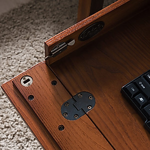 Leick Home 89400 Oak and Slate Laptop Desk with Drop Front Keyboard Drawer, Distressed Rustic Autumn