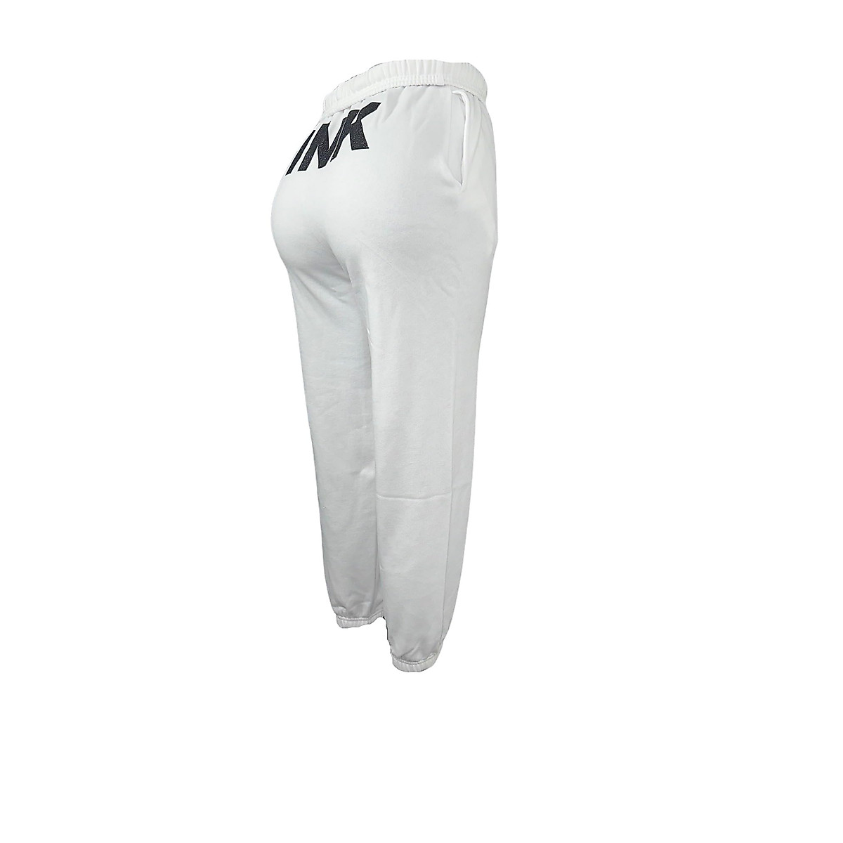 Victoria's Secret Pink Fleece Glitter Baggy Campus Sweatpants Color White New (as1, Alpha, x_l, Regular, Regular)