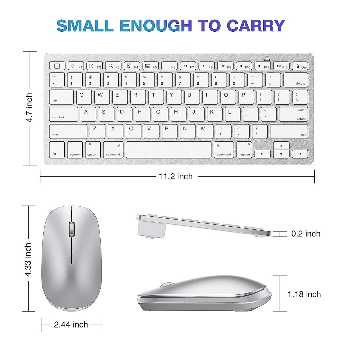 OMOTON Bluetooth Keyboard and Mouse for iPad (10th/ 9th/ 8th), Wireless Keyboard and Mouse Compatible with iPad Pro 12.9/11 inch,iPad Air 5th/ 4th, and Other Bluetooth Enabled Devices, Silver White