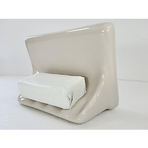 Beige Bone Almond Ceramic Soap Dish Shower Tray Tile in Installation Vintage Mid Century Modern Retro