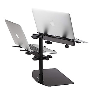 Saintfield Studios - Universal Dual Laptop Stand with Adjustable Height - Double DJ Laptop Holder, Ideal for 2 Devices - Complete with Cable Organizer Pouch
