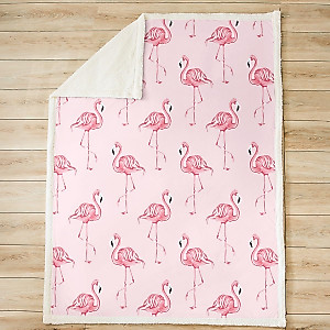 Feelyou Pink Flamingo Fleece Throw Blanket Tropical Flamingo Plush Blanket Bird Print Sherpa Blanket for Kids Nature Theme Fuzzy Blanket Baby 30"x40"