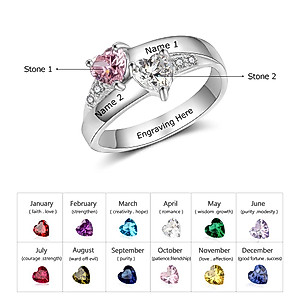 LoraPetid Personalized Birthstone Rings for Women Custom Mothers Rings with 2 Names Promise Rings for Her Customized Jewelry Gifts for Mom (7)