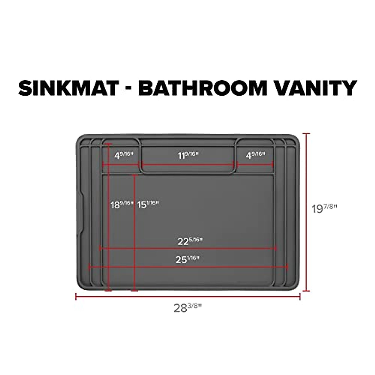 WeatherTech SinkMat – Waterproof Under Sink Liner Mat for Kitchen Bathroom – 28” x 19” Inches - Durable, Flexible Tray – Home undersink Organizer Must Haves, Black