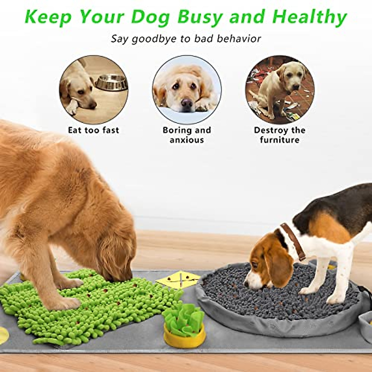 Snuffle Mat for Dogs, 37.8'' X 18.9'' Sniffing Mat Dog Feeding Mat for S/M/L Dogs, Slow Feeder Interactive Dog Puzzle Toys for Slow Eating and Stress Relief