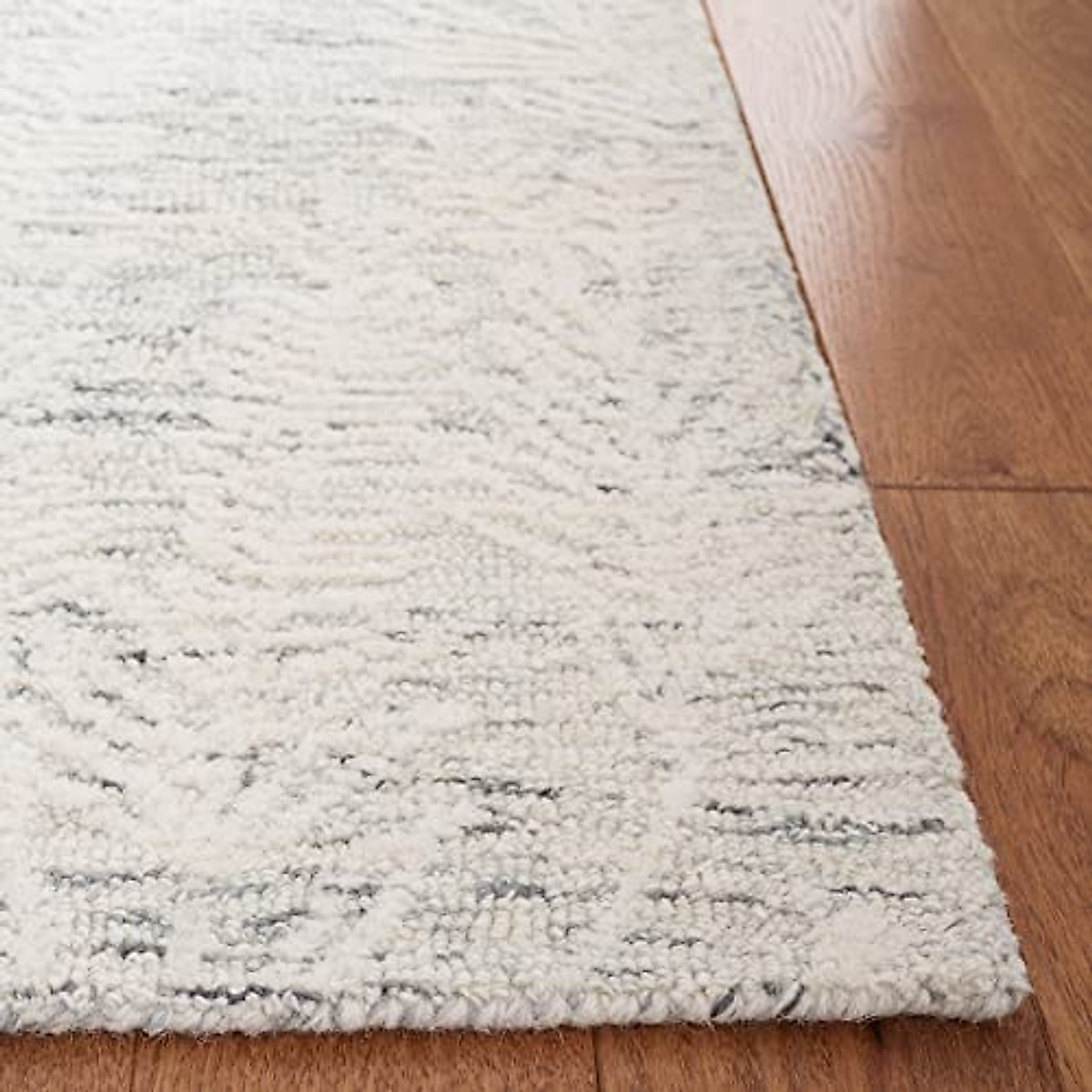 SAFAVIEH Metro Collection Area Rug - 8' x 10', Grey & Ivory, Handmade Wool, Ideal for High Traffic Areas in Living Room, Bedroom (MET877F)