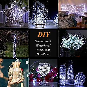 BHCLIGHT 2 Pack Each 72FT 200 LED Solar String Lights Outdoor, Waterproof Solar Fairy Lights with 8 Modes, Solar Outdoor Lights for Christmas Tree Patio Garden Party Decoration Wedding (Cool White)