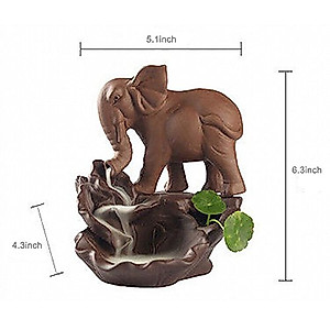 Zen Garden Feng Shui Lucky Purple Sand Elephant Incense Holder Backflow Incense Burner Incense Cones Stick Holder, Ideal for Yoga Room, Home Office Decor Gift