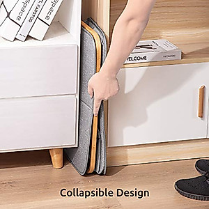 YOUDENOVA Double Laundry Hamper with Lid, Large Divided Dirty Clothes Basket for Bedroom, Waterproof Collapsible Sorters, Black