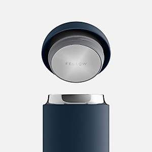 Fellow 12 oz Carter Wide Travel Mug - Wide Mouth Vacuum-Insulated Stainless Steel Coffee Mug - Tea and Coffee Tumbler - Travel Coffee Mug with Ceramic Interior - Stone Blue