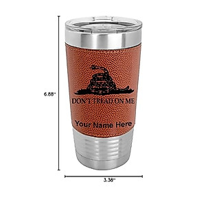 LaserGram 20oz Vacuum Insulated Tumbler Mug, Gadsden Flag, Personalized Engraving Included (Faux Leather, Basketball Style)