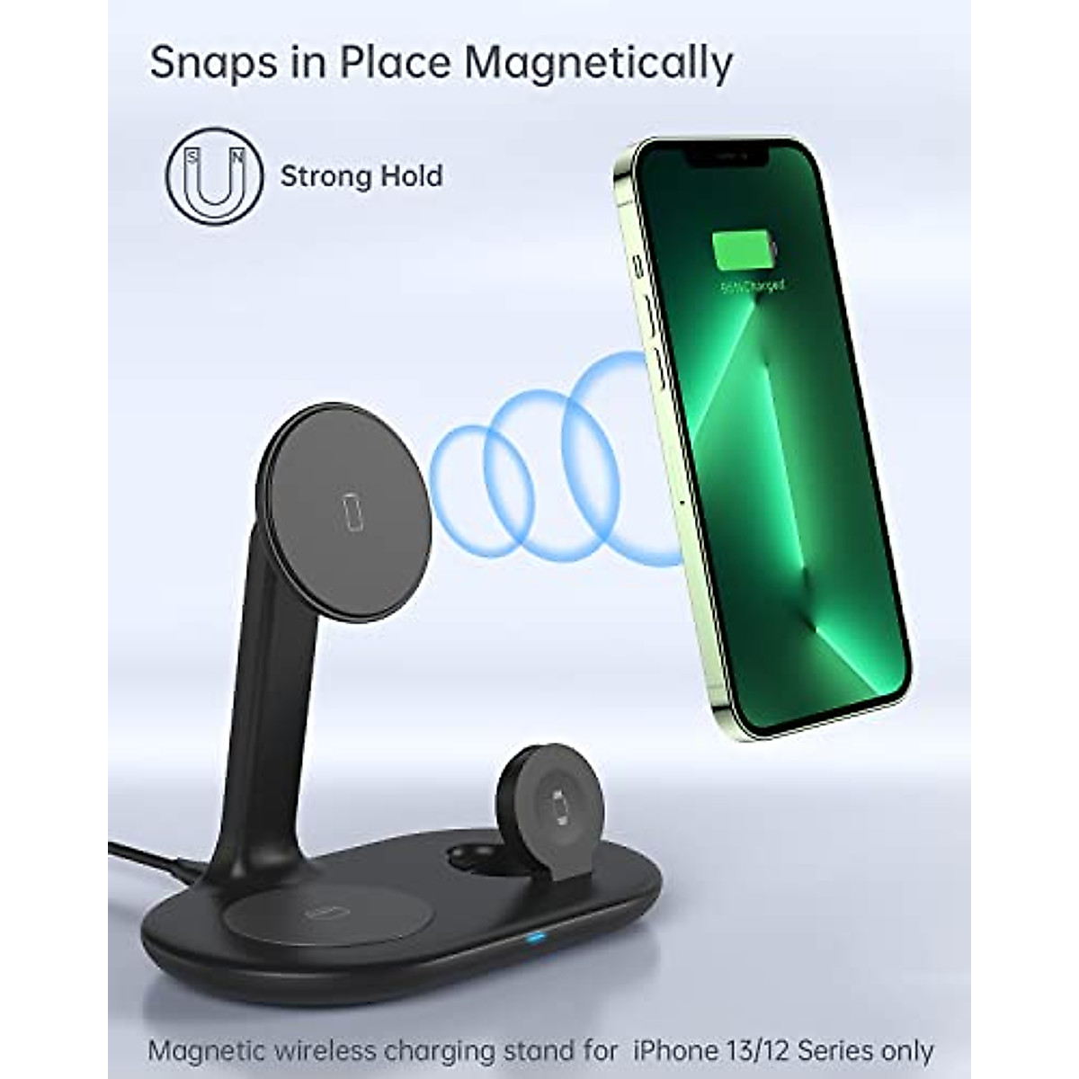 Magnetic Wireless Charging Stand with 20W PD Adapter, TERYTH 3 in 1 Wireless Charging Station Dock for iPhone 14, 13, 12, Pro, Pro Max, Mini, Apple Watch 7/SE/6/5/4/3/2, AirPods Pro/3 (Black)