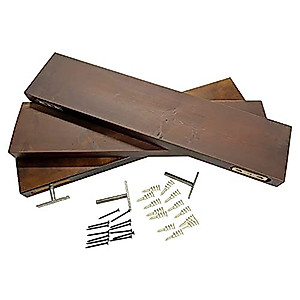 Mark One Home Goods Rustic Farmhouse 3 Tier Justified Floating Wood Shelf - Floating Wall Shelves (Set of 3), Hardware and Fasteners Included (Dark Walnut, 16")