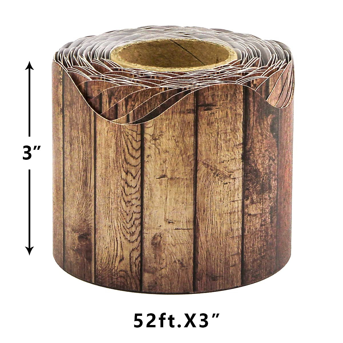 Dark Wood Scalloped Bulletin Board Border Trim for Classroom School Decoration Teacher Students Supply for Chalkboard Whiteboard 52 ft