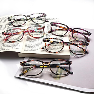 STASTEND 5 Pack Reading Glasses Blue Light Blocking for Women,Computer Readers with Spring Hinge (Multicolor-C4, 2.5, multiplier_x)