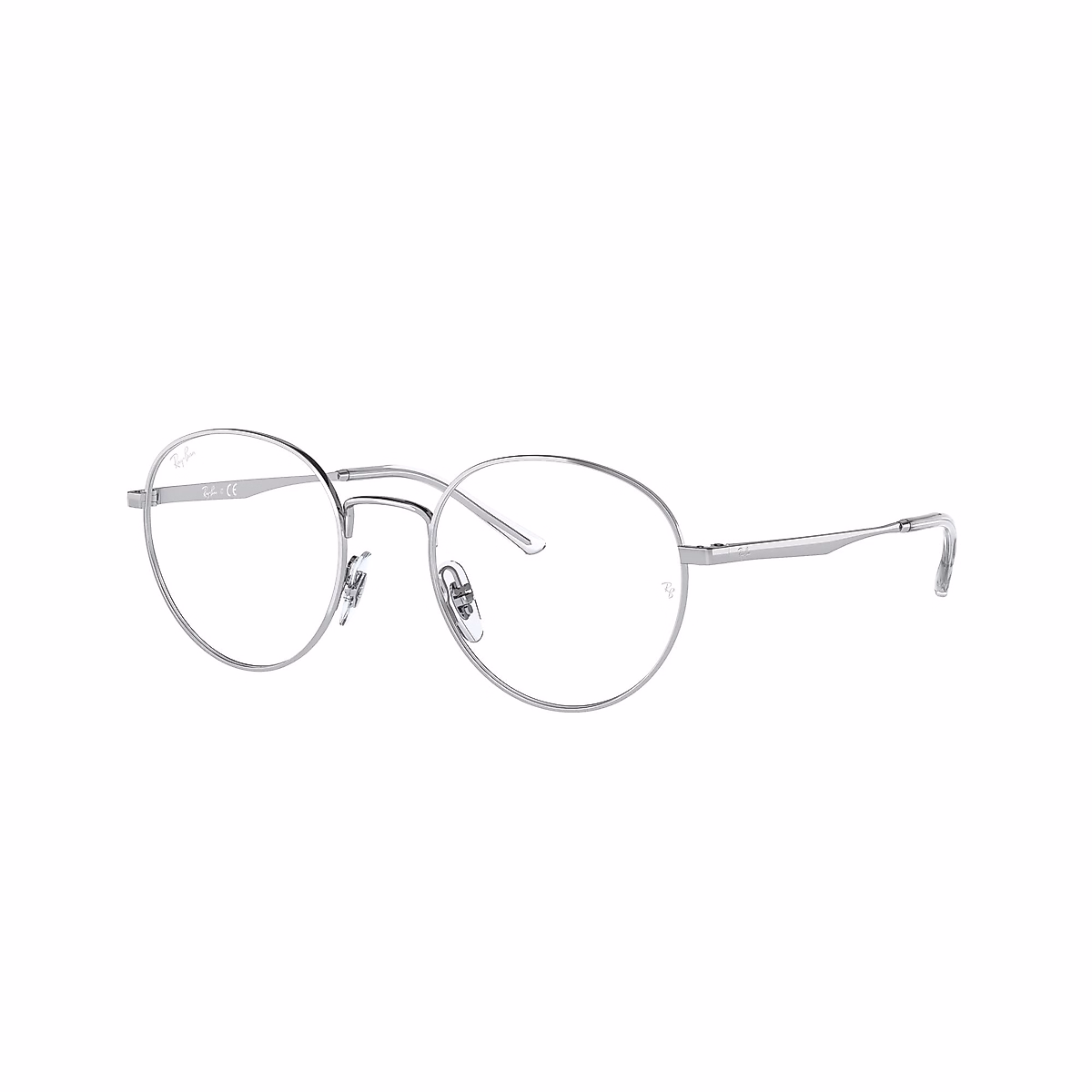 Ray-Ban RX3681V Round Prescription Eyewear Frames, Silver/Demo Lens, 50 mm