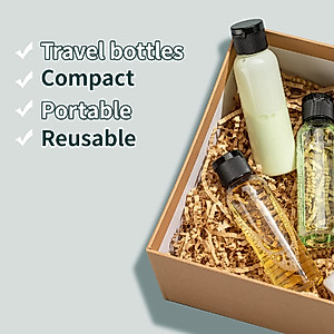 Tekson Travel Bottles Empty 2oz (10 PCS), Plastic Travel Size Cosmetic Container, TSA Amber Squeeze Bottle for Shampoo, Conditioner (Flip Cap)