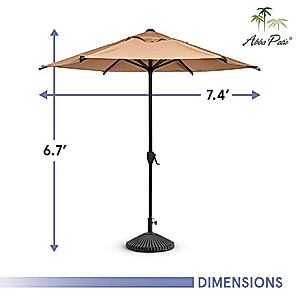 Abba Patio 7.5ft Patio Umbrella Market Outdoor Table Umbrella with Push Button Tilt and Crank, 6 Ribs, UV Protection, Tan