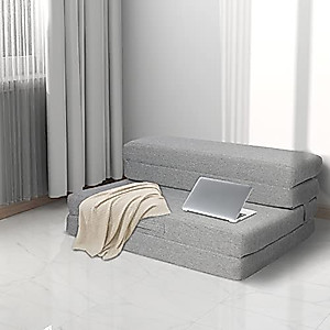 Stonehomy 4 Inch Thick Foldable Mattress Twin XL Size, Portable Folding Out Couch Sofa Bed with Handle for RV, Living Room and Car, 78.7x39.4 Inches