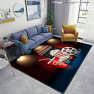 Home Area Runner Rug Pad Cinema Movie Theater Object on Curtain ;Sign Thickened Non Slip Mats Doormat Entry Rug Floor Carpet for Living Room Indoor Outdoor Throw Rugs…