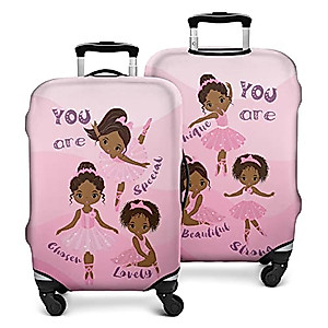 Xidingyue African American Ballerinas Thick Trolley Luggage Protective Cover Ballerina girl Elastic Suitcase Cover Fit 22-24 Inch Luggage