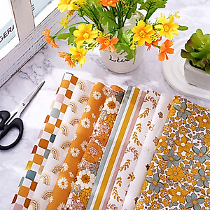 Whaline 8Pcs Boho Cotton Fabric Bundles 18 x 22 Inch Retro Floral Fat Quarters Boho Quilting Patchwork Squares Sewing Fabrics Boho Dress Apron Crafts for DIY Handmade Crafting Home Party Decor