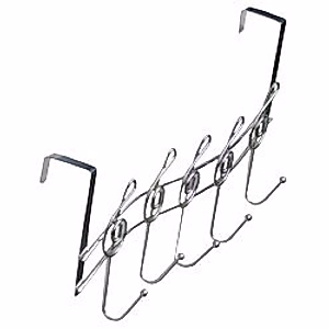 Southern Homewares Music Note Treble Clef Shape Over The Door Metal Rack, 5 Hanger Hooks Chrome Plated