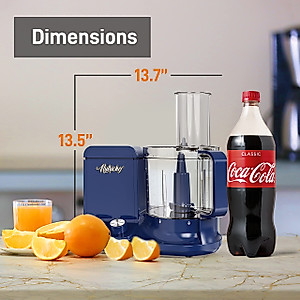 NutriChef Food Processor 2 Liter Capacity - Multipurpose & Ultra Quiet Motor - Includes 6 Attachment Blades & Silicone Feet to Prevent Slippage - 12 Cup Capacity - Pre-Set Speed For Easy Use - Blue