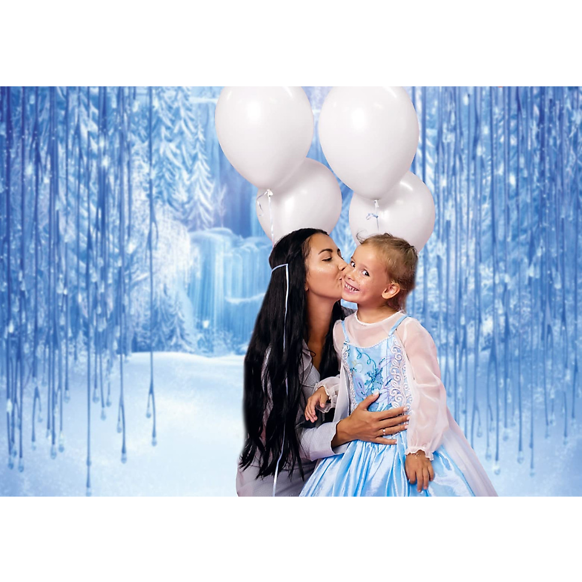 Aperturee Christmas Winter Backdrop, 5X3ft Birthday Party Decorations Frozen Crystal Pendant Ice and Snow White World Photography Background for Children Photo Studio Props