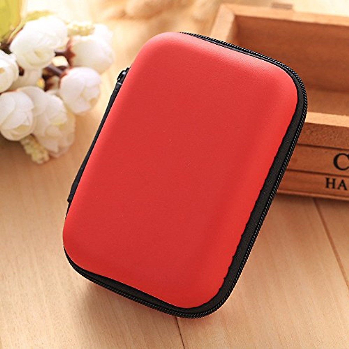 dezirZJjx Storage Container Premium Portable Earphone Data USB Cable Travel Case Organizer Storage Bag Mini Pouch - Orange
