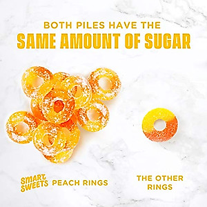 SmartSweets Peach Rings, Candy With Low Sugar 3g, Low Calorie 100, Net Carb 10, Plant Based, Gluten Free, No Artifical Colors or Sweeteners 1.8 Oz Bags (Pack of 6)