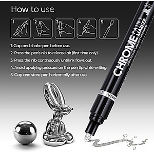 ZOET 3PK Mirror Chrome Marker Chrome Pen | Chrome Paint for Any Surface | Chrome Marker Paint Pen for Repairing, Model Painting, Marking or DIY Art Projects| Permanent Liquid Mirror (0.7|1|3mm Tips)