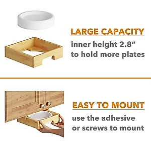 SpaceAid 9-inch Paper Plate Dispenser, Under Cabinet Bamboo Plates Holder, Kitchen Counter Vertical Plate Dipensers Holders Countertop Caddy (for 9 inches Plates, Bamboo)