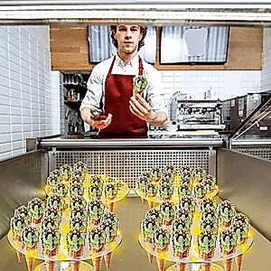 2 Pack LED Ice Cream Cone Holder with Lights 16 Holes Acrylic Ice Cream Cone Display Stand Waffle Cupcake Sugar Cone Cotton Candy Cones Display Rack for Birthday Weddings Parties Anniversaries