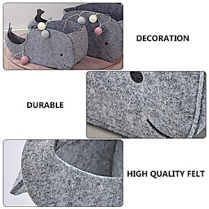 STOBOK Felt Storage Bin, Whale Shaped Storage Basket Fabric Foldable Storage Bin Sundries Organizer Toy Storage Bin for Home Nursery Toys Container