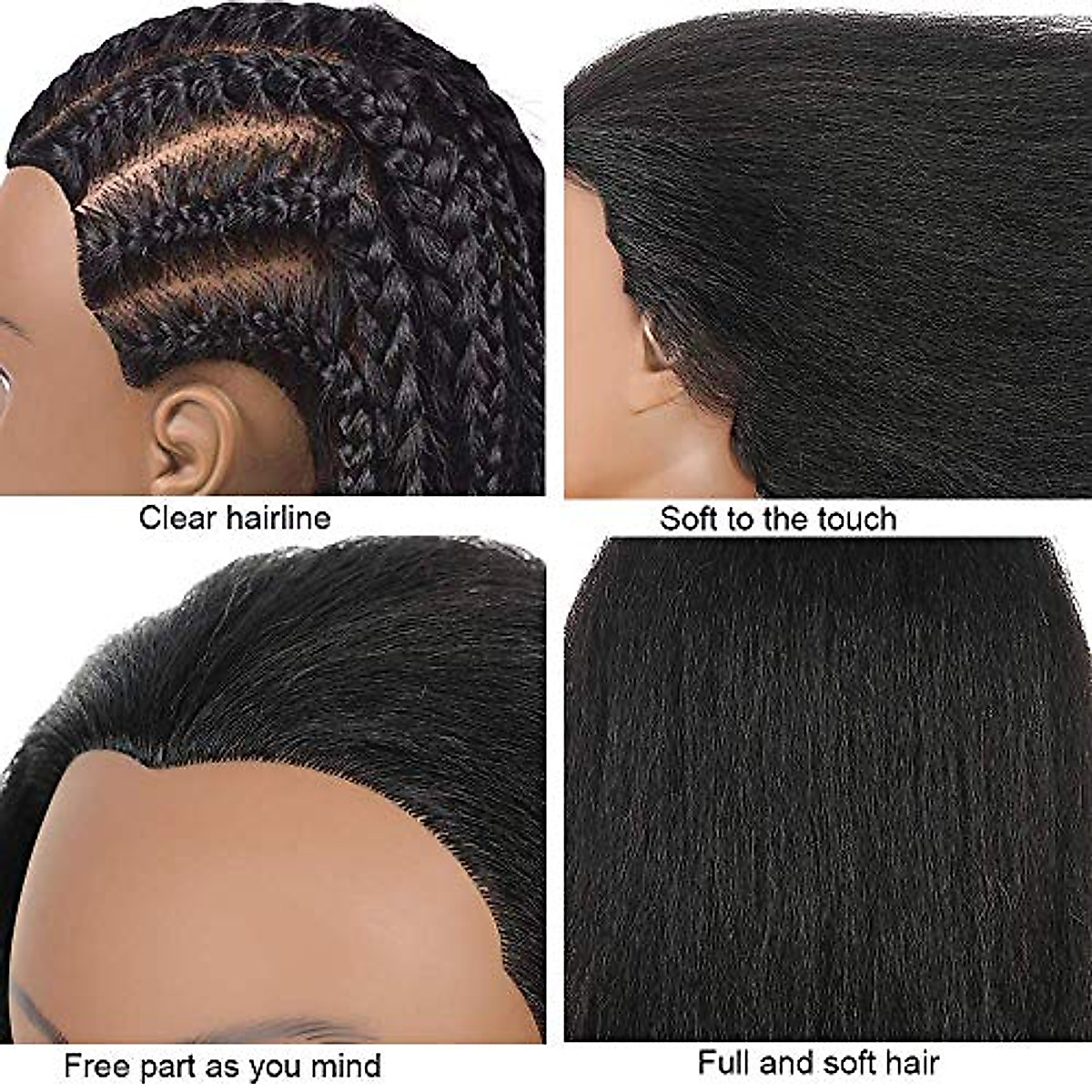 Mannequin Head 14 inch 100% Real Hair Doll Head for Hair Styling Salon Training Head Cosmetology Braiding Practice Mannequin Manikin Head Hairdresser (14 inch)