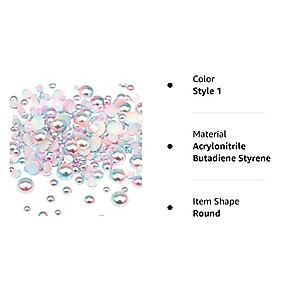 1100pcs ABS Gradient Imitation Pearls Half Round Pearls Assorted Mixed Sizes 3/4/5/6/8mm Flatback Pearl Beads DIY Material (Style 1)