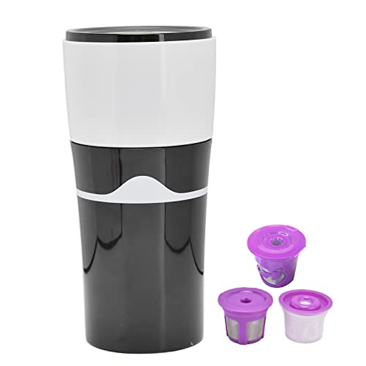 Portable Coffee Maker,K Cup Coffee Machine, Single Serve Drip Coffee Maker,360 Degree Side Leakage Prevention, Manual Drip Coffee Maker for Travel Camping Office Home Use(Black and white)