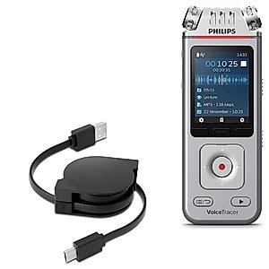 BoxWave Cable Compatible with Philips VoiceTracer (DVT4110) - miniSync - USB-A to USB Type-C, Retractable Cable - USB-A to USB Type-C for Philips VoiceTracer (DVT4110)