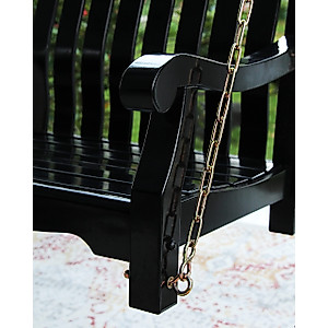 Bonn Mahogany Wood Black Porch Swing