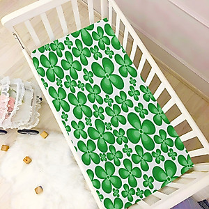 Kigai Shamrock Stretchy Fitted Crib Sheets Soft and Breathable Portable Crib Mattress Topper for Boys and Girls 28x52 in