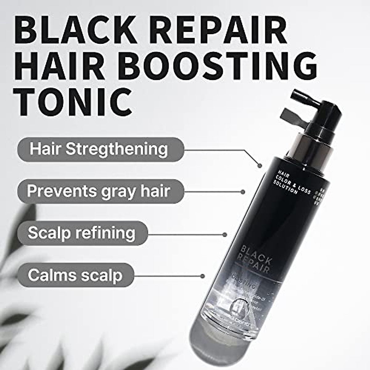 DERMACENTRIC Black Hair Repair Tonic Spray | Vegan Gray Hair Spray for Hair Growth & Scalp Care | Korean Hair Care for Men & Women Unscented Root Touch Up Hair Regrowth Tonic Spray (3.38fl oz)