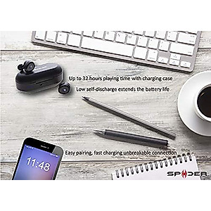 Spider Truly Wireless Bluetooth Earphones BT200, Black, A-EMIC-BT200